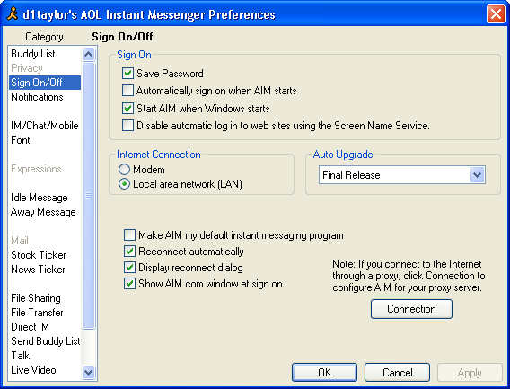 How can I stop AIM from starting when I turn on my PC?