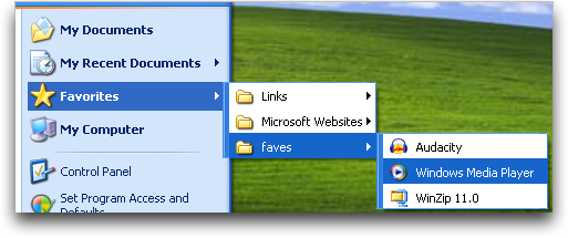 How do I add a folder to my Windows XP Start Menu?