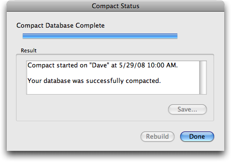 Can I compact my Microsoft Entourage mail database?