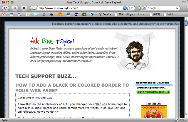 How to add a black or colored border to your Web page?
