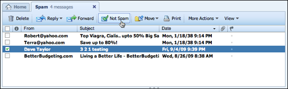 How do I check my Yahoo Mail for spam?