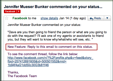 How does Facebook’s Comment by Email feature work?