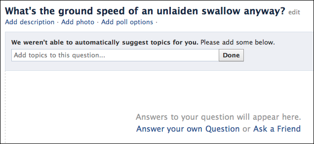 How do I ask a question to my Facebook friends?