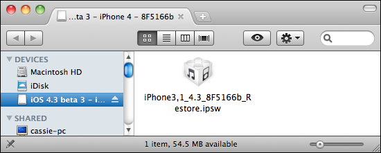 How do I upgrade iPhone iOS to a .ipsw beta release?