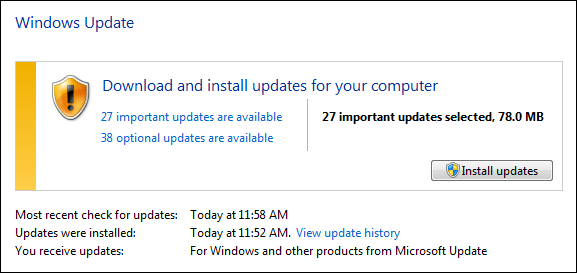Easiest way to Update Windows 7 on my PC?