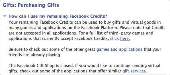 Can I still gift someone Facebook credits?