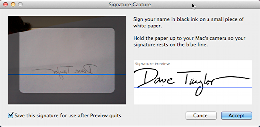Add a signature to PDFs in Mac OS X Lion Preview?