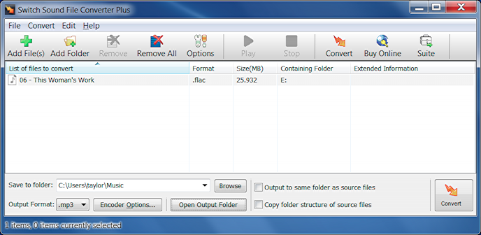 Convert a FLAC audio file to MP3 in Windows?