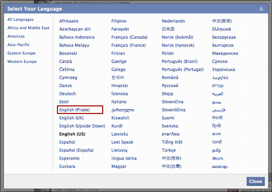 Change Facebook for Talk Like a Pirate Day, Arrrrr!