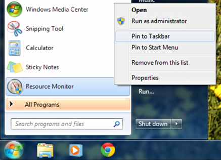 How do I pin a program to the Taskbar in Windows 7?