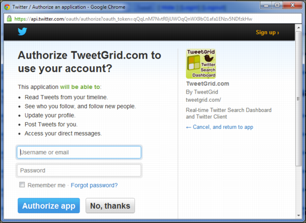 Set up Tweetgrid for a Twitter Chat?