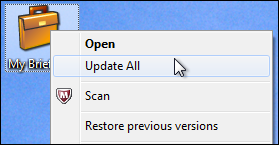 How do I work with Microsoft Briefcase on my Windows PC?
