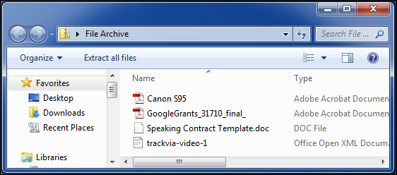 Create a compressed zip folder archive in Windows 7?