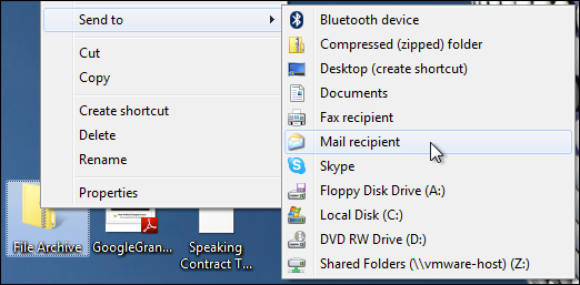 Create a compressed zip folder archive in Windows 7?