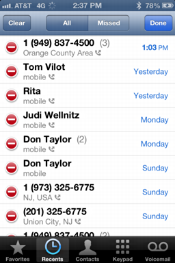 Can I delete entries from iPhone Recent Calls?