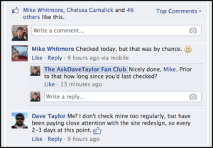 Enable threaded comment reply on Facebook fan pages? - Ask Dave Taylor