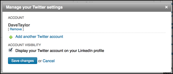 How do I add Twitter connectivity to my LinkedIn account?