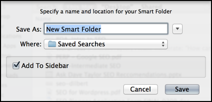 How do I create a Smart Folder in Mac OS X?