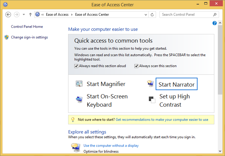 Configure Windows 8 to be easier for an older (senior) computer user?