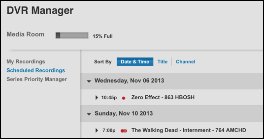 Can I schedule DVR recordings via the Xfinity web page?