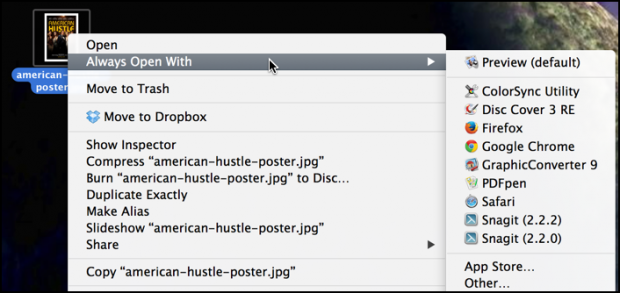 Set the default program to open all Mac image files?