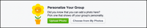 How can I personalize my Facebook group with a photo?