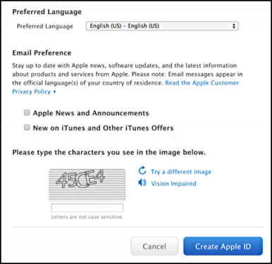How do I create a new Apple ID?