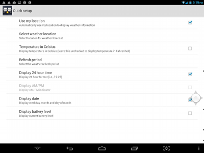 How do I set location in the Android Weather widget?