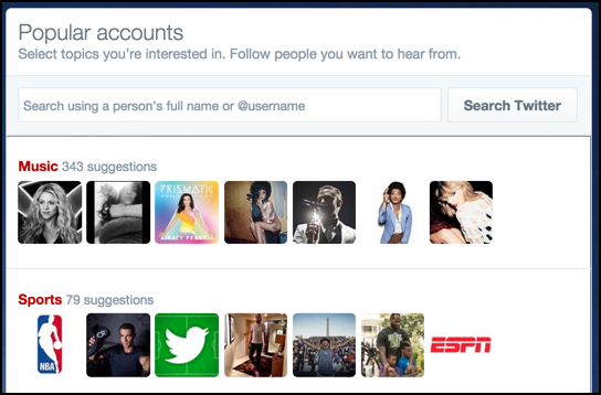 Find recommended Twitter accounts by category?