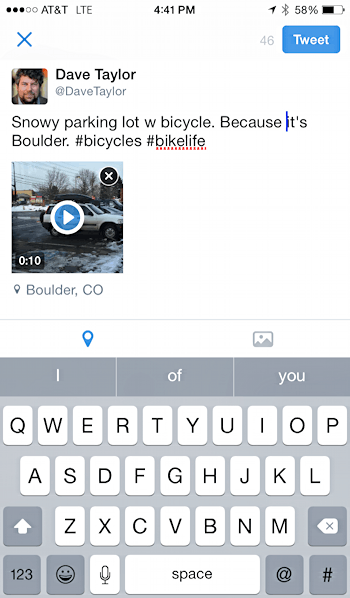 How do I record a video in Twitter on my iPhone?