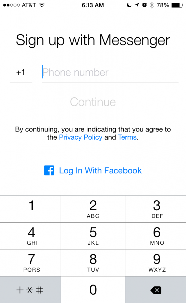 Sign up for Messenger without a Facebook account?