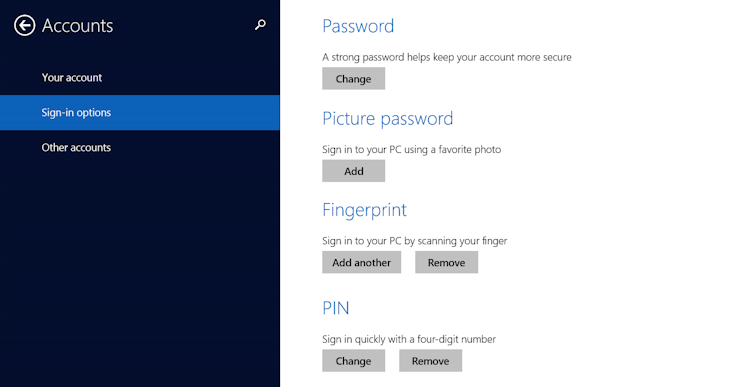 How do I sign in to Win8 using my fingerprint scanner?
