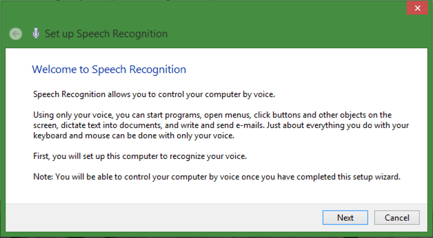 How do I enable speech recognition on Windows 8?