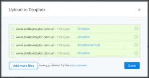 How do I share a Website URL on Dropbox?