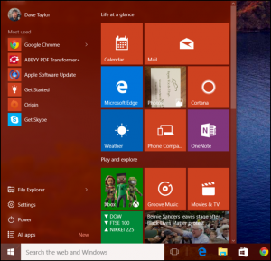 Can I change the color of my Windows 10 Taskbar or Start Menu?