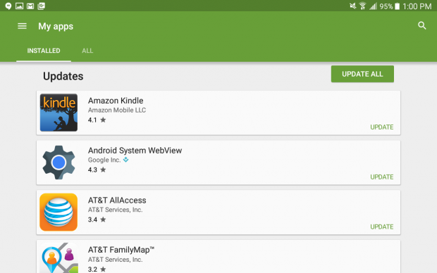 How do I update apps on my Android tablet?