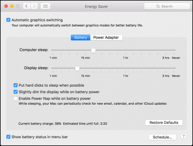Disable Power Nap on my Mac System?