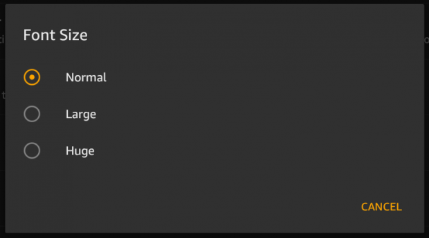Increase font size on Amazon Kindle?
