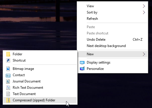 Create a ZIP archive in Windows 10?
