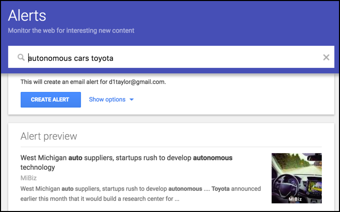 How do I set up a Google news alert?