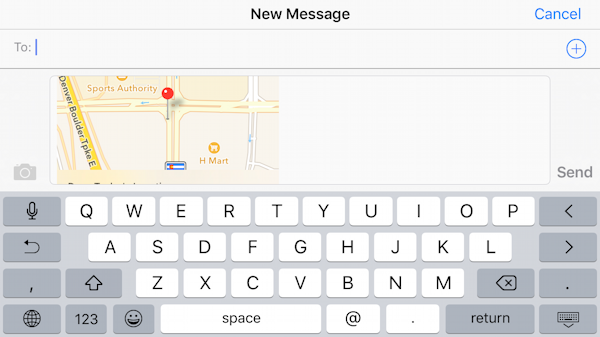 Share your location via iPhone text message?