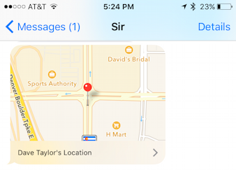 Share your location via iPhone text message?