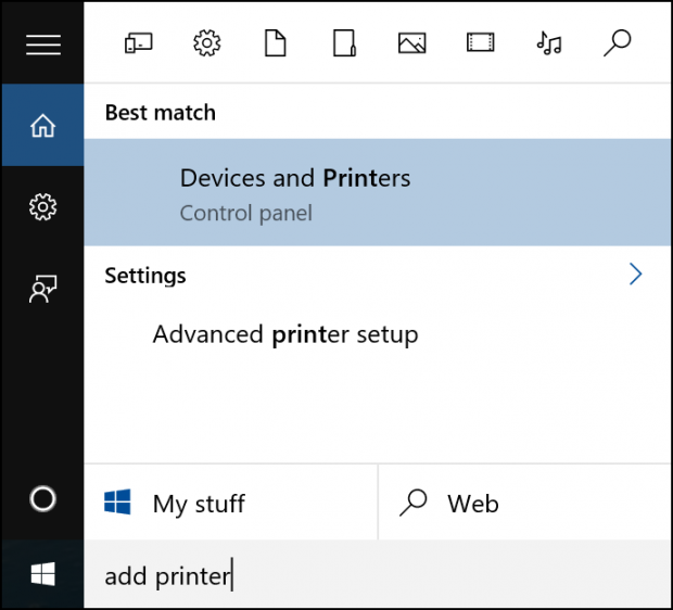 How do I add a new printer to a Windows 10 computer?