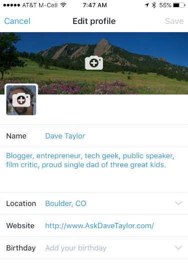 Replace your Twitter profile photo from your iPhone? - Ask Dave Taylor