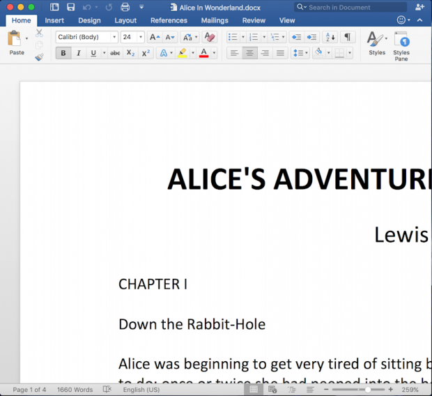 Fix Text on Microsoft Word Doc Too Big?