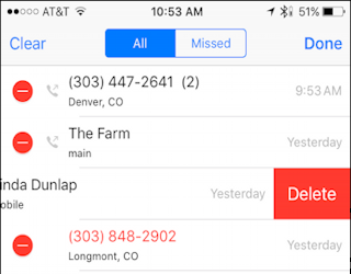 Delete Calls from iPhone Phone Call Log?