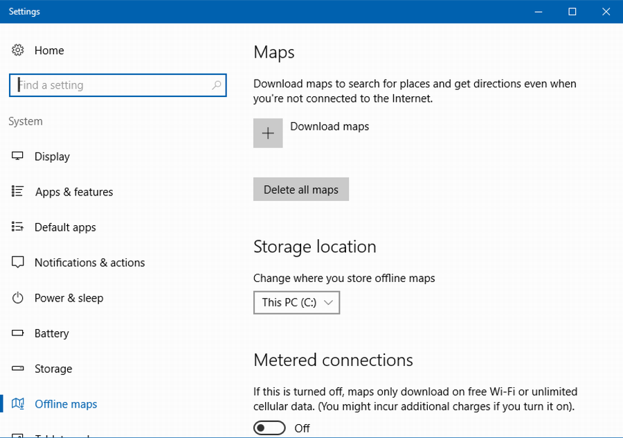 How do I work with Windows 10 Maps Offline?