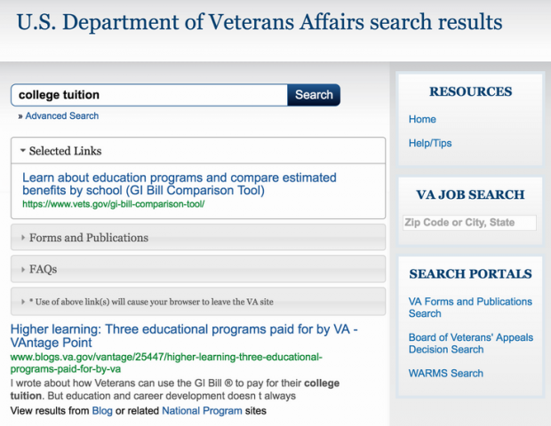Add Veterans Affairs search engine to my Web site?