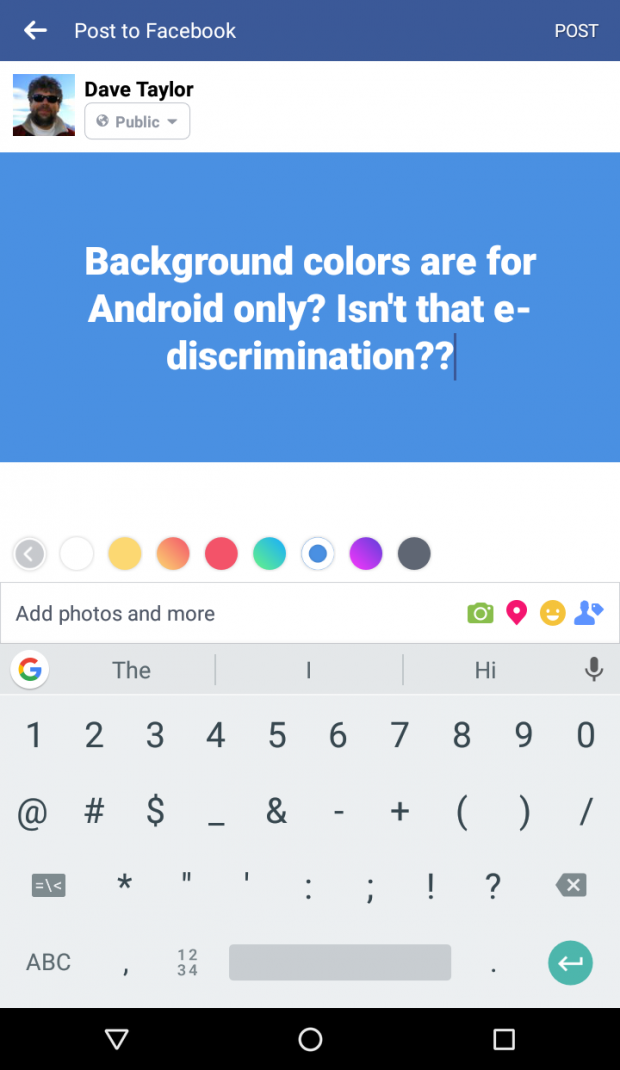 How can my Facebook updates have a color background?
