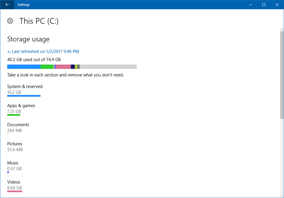 Where’s all my Win10 Disk Space Gone?